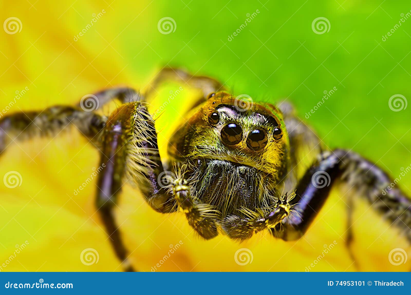 Jumping Spider Scene Yellow Stock Image - Image of scene, fear: 74953101