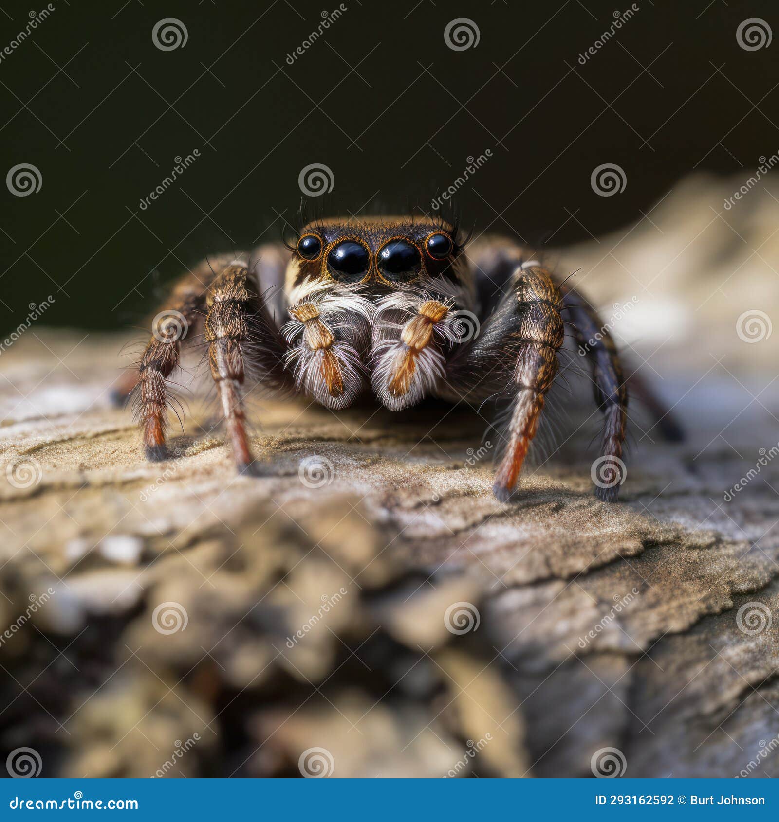 Jumping Spider Sitting on a Log Stock Photo - Image of brown, garden ...