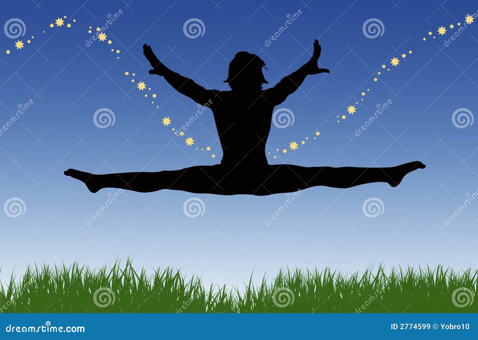 Jumping Splits Grass Vector Illustration | CartoonDealer.com #2774558
