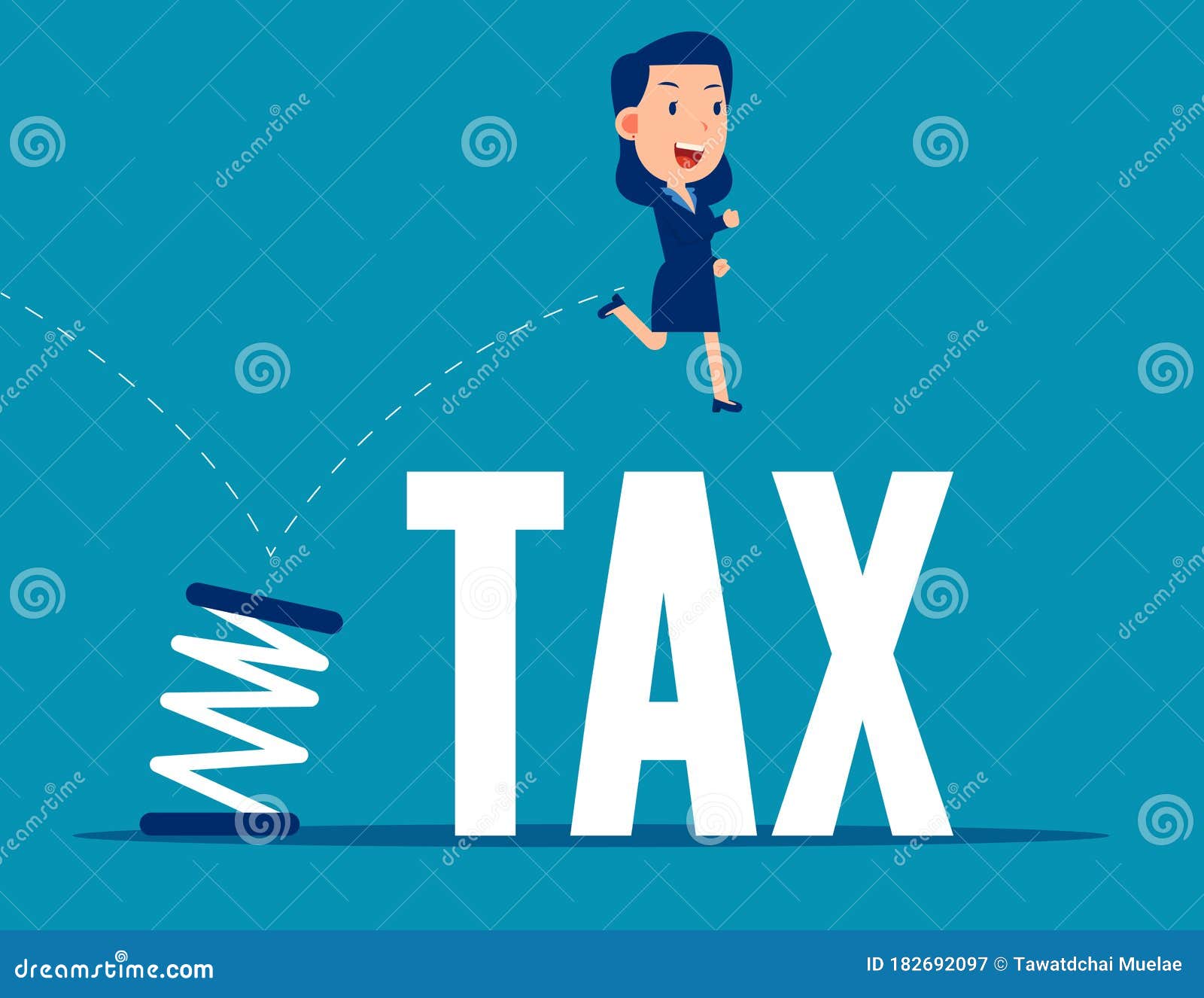 Jumping from Spring. Business Tax Concept Stock Vector - Illustration ...