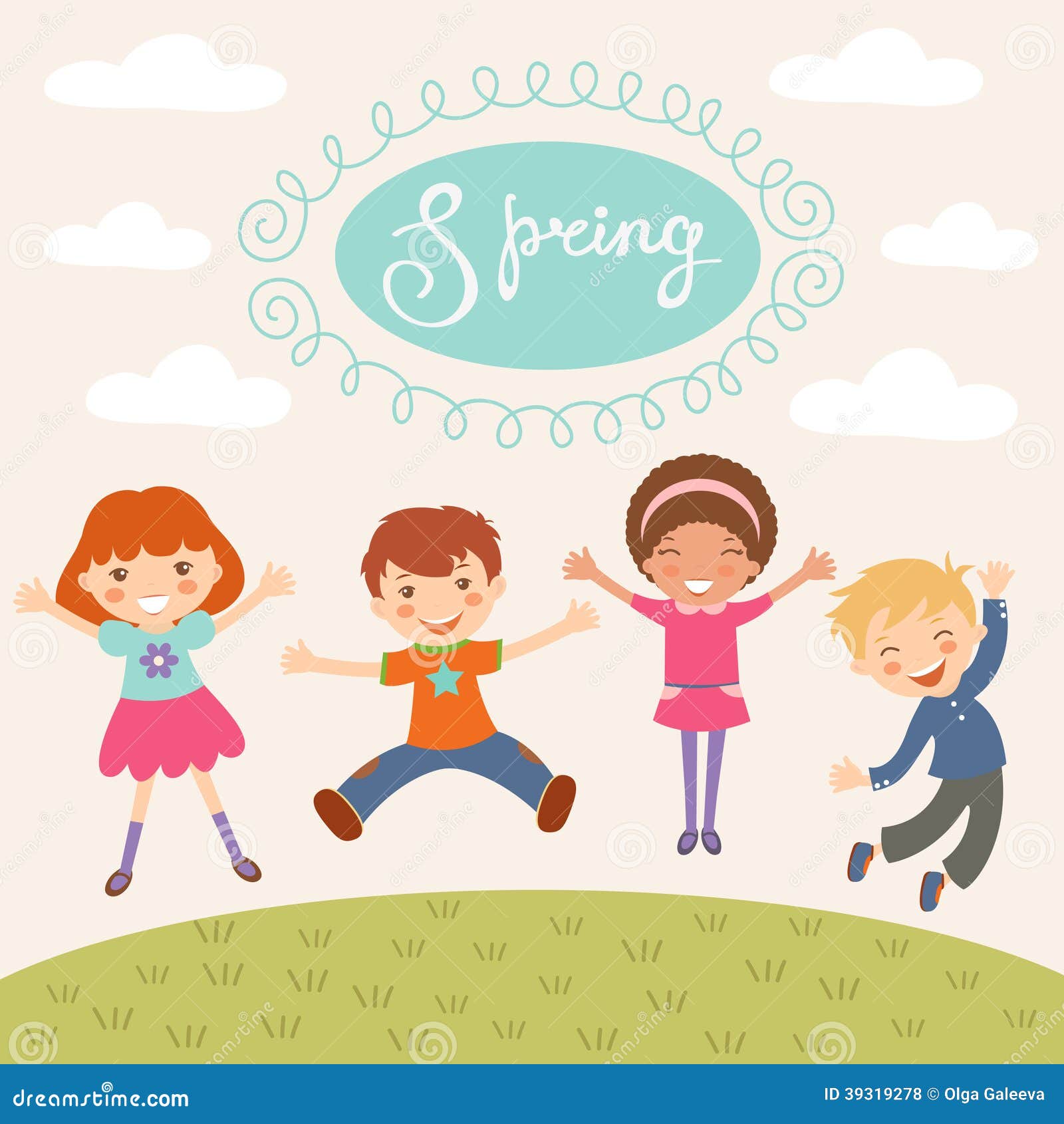 Jumping spring kids stock vector. Illustration of laughing - 39319278