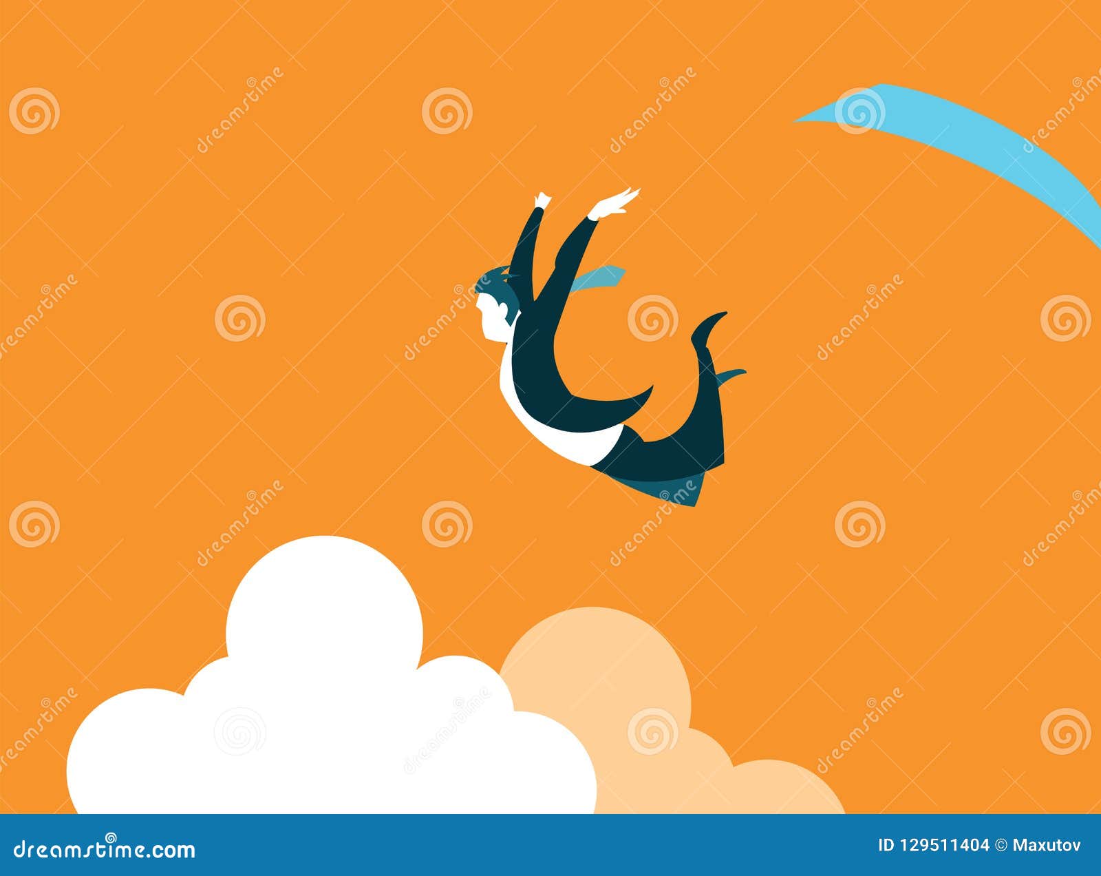 Jumping from a Springboard into the Clouds. Success Stock Vector ...