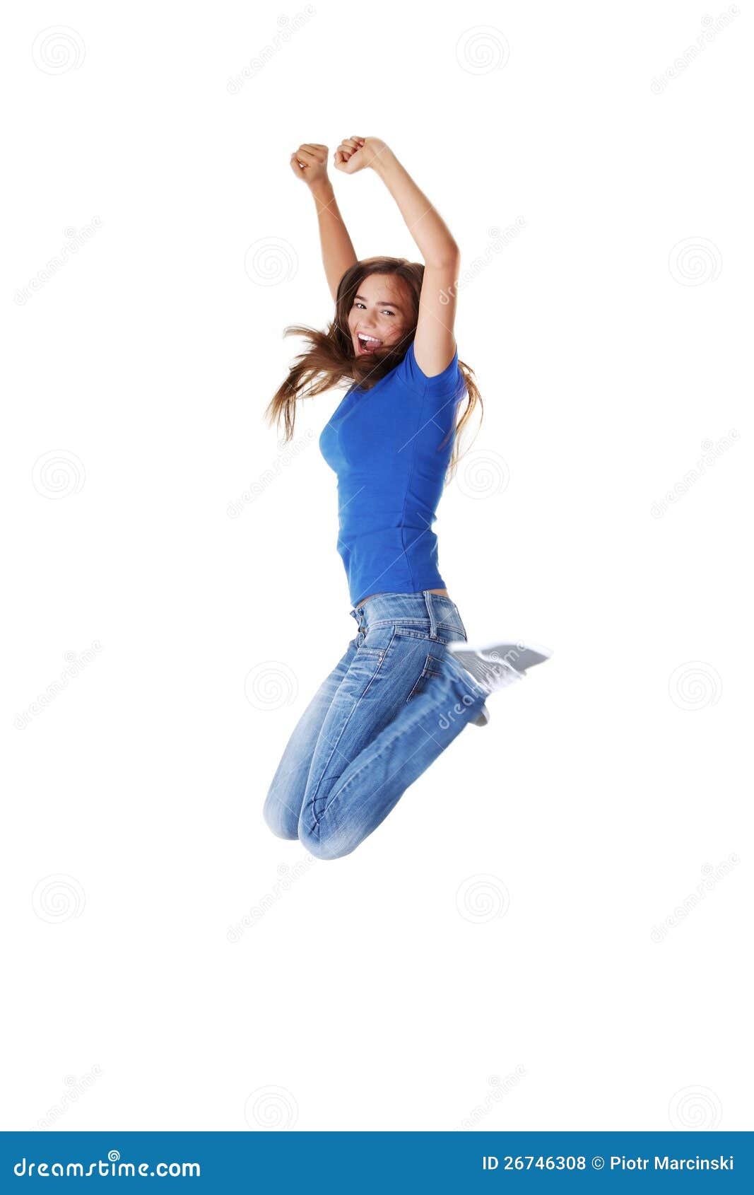 Jumping student girl stock photo. Image of person, full - 26746308