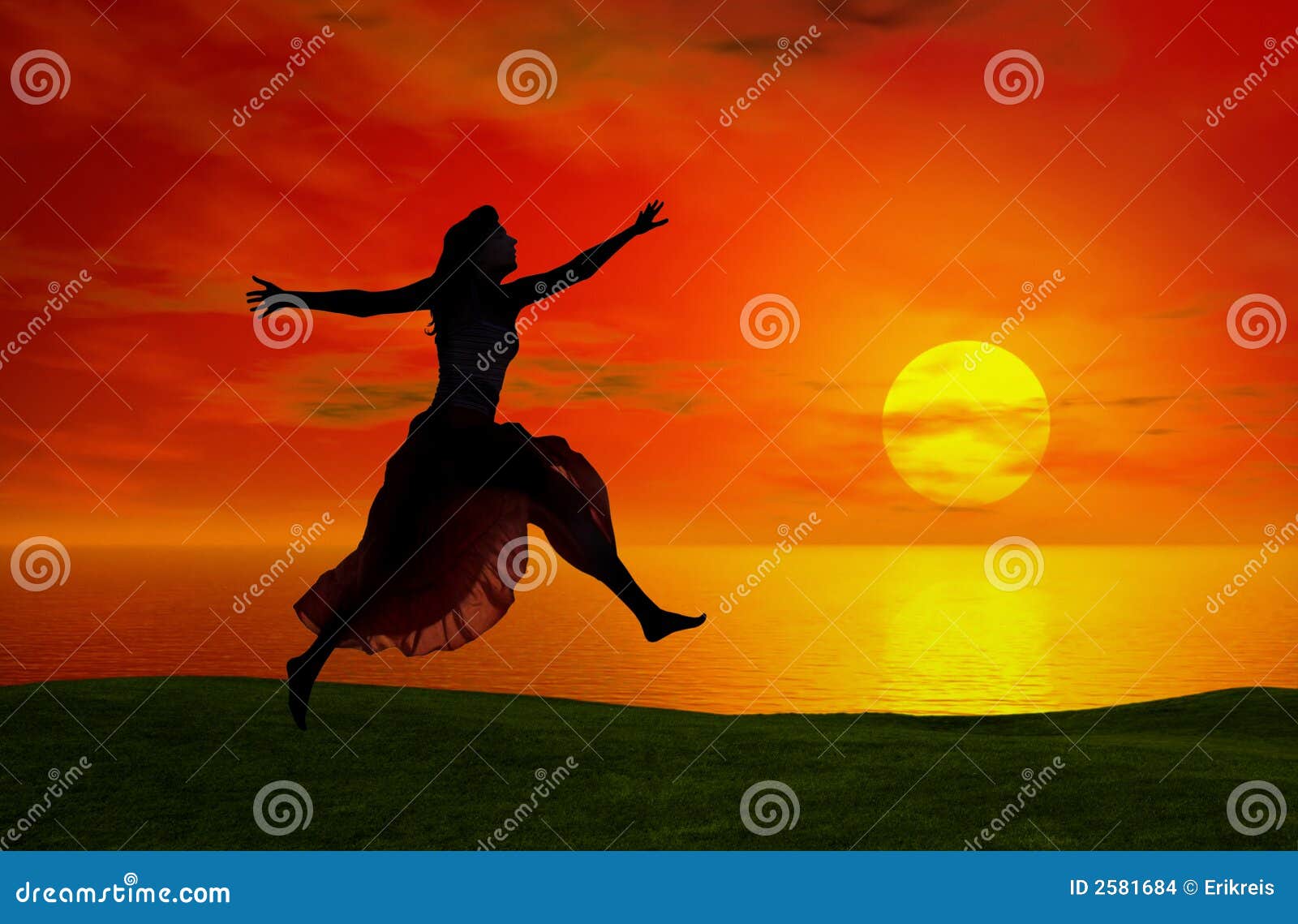 Jumping at the sunset stock photo. Image of beauty, gorgeous - 2581684