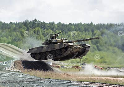 Jumping tank stock image. Image of armed, russian, green - 10119697