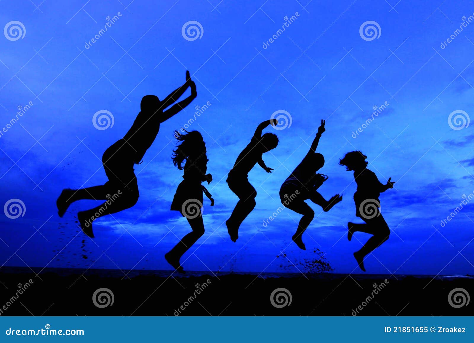 Jumping team blue sky stock image. Image of hands, evening - 21851655