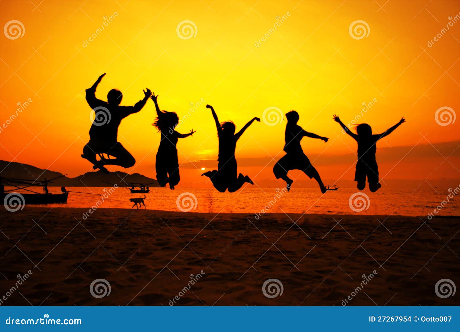Jumping team successful stock photo. Image of coast, friends - 27267954
