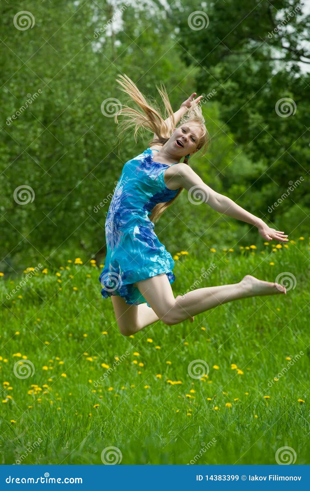 Jumping teen girl stock image. Image of dress, beauty - 14383399