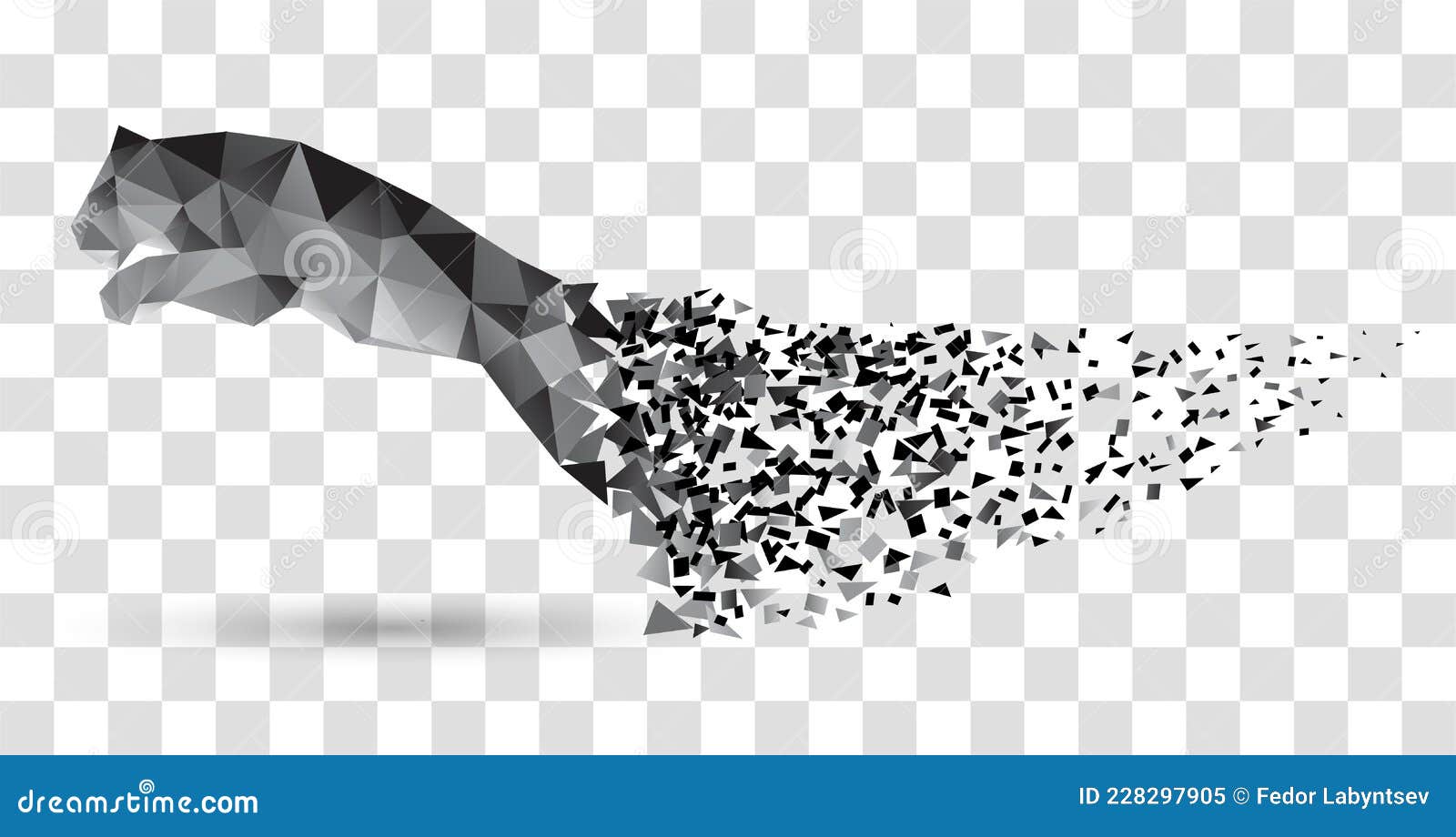 Jumping Tiger from Disintegrating Polygons in Grunge Style on ...