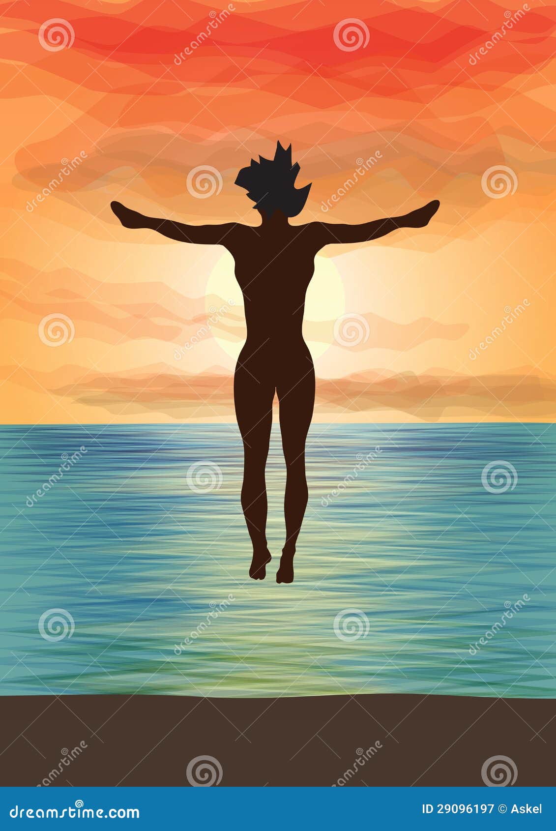Jumping into the unknown stock illustration. Illustration of coast - 29096197