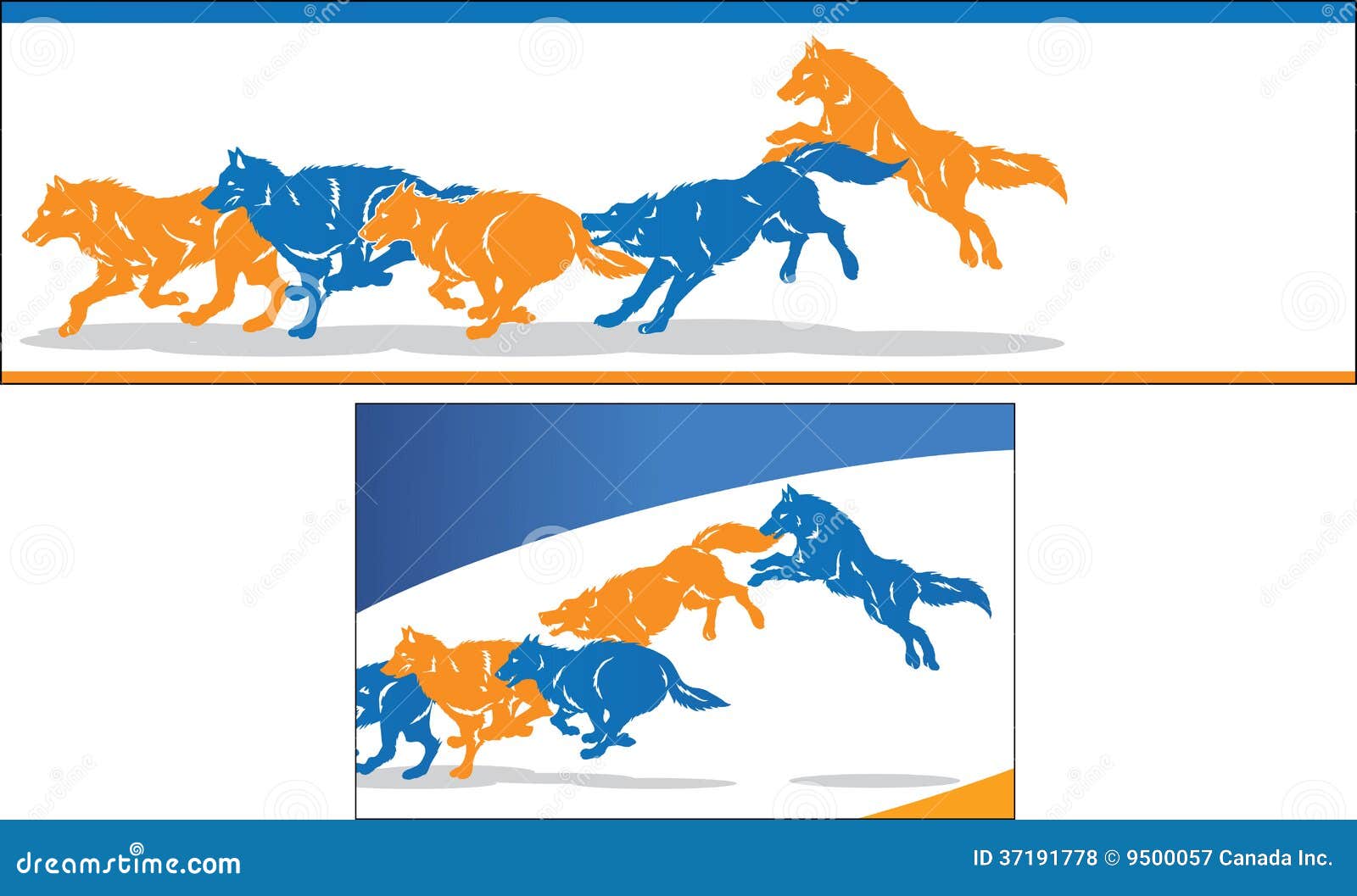 Jumping wolves stock vector. Illustration of running - 37191778