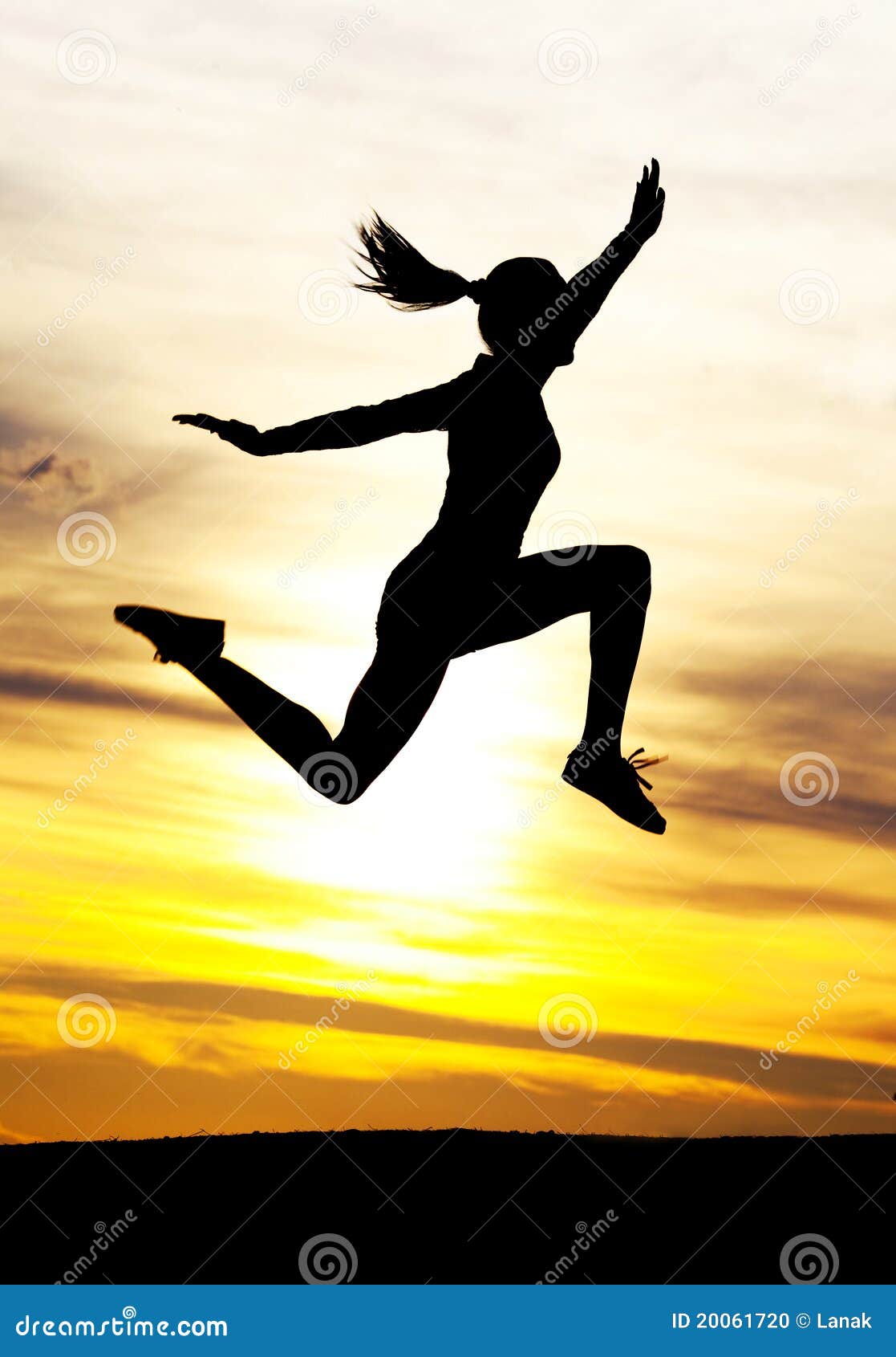 Jumping woman stock photo. Image of mountain, horizon - 20061720