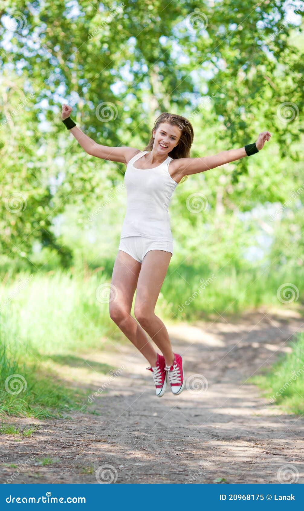 Jumping woman stock image. Image of fast, body, park - 20968175