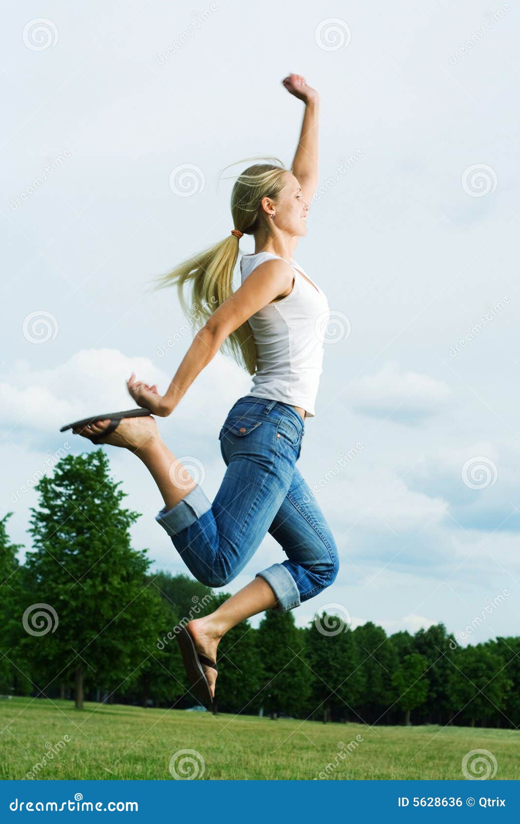 Jumping woman. stock photo. Image of girl, fashion, adult - 5628636