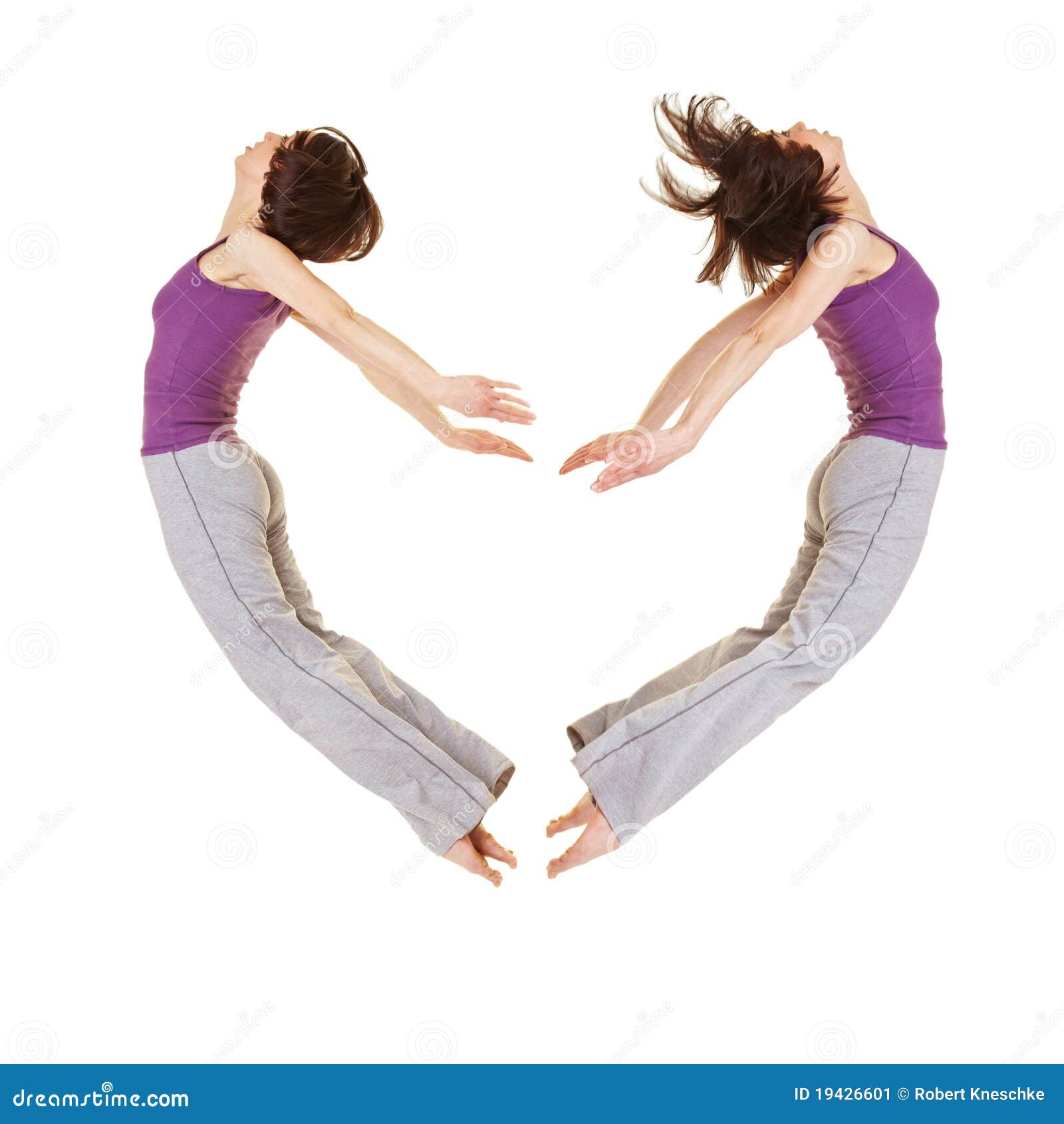 Jumping Woman Forming Heart Shape Stock Image - Image of jump, flexible ...