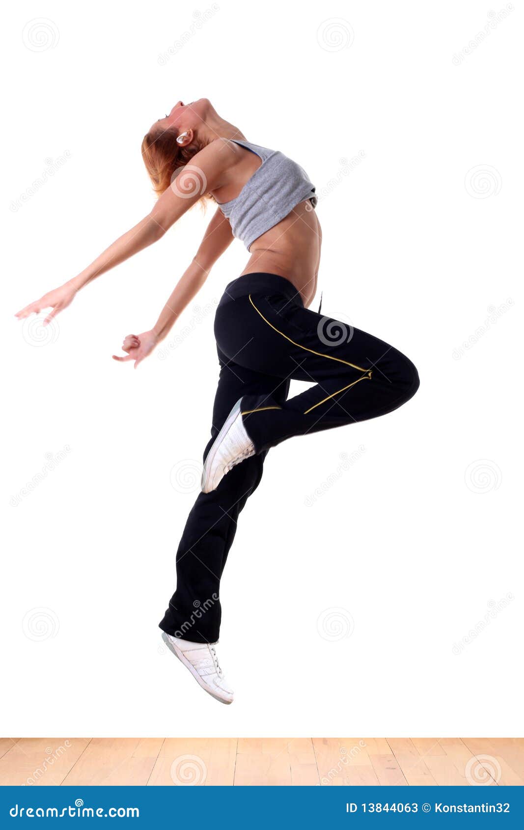Jumping Woman Modern Ballet Dancer Stock Image - Image of exercise ...