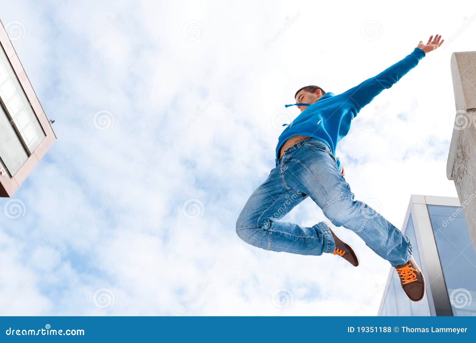 Jumping young man stock photo. Image of street, adult - 19351188