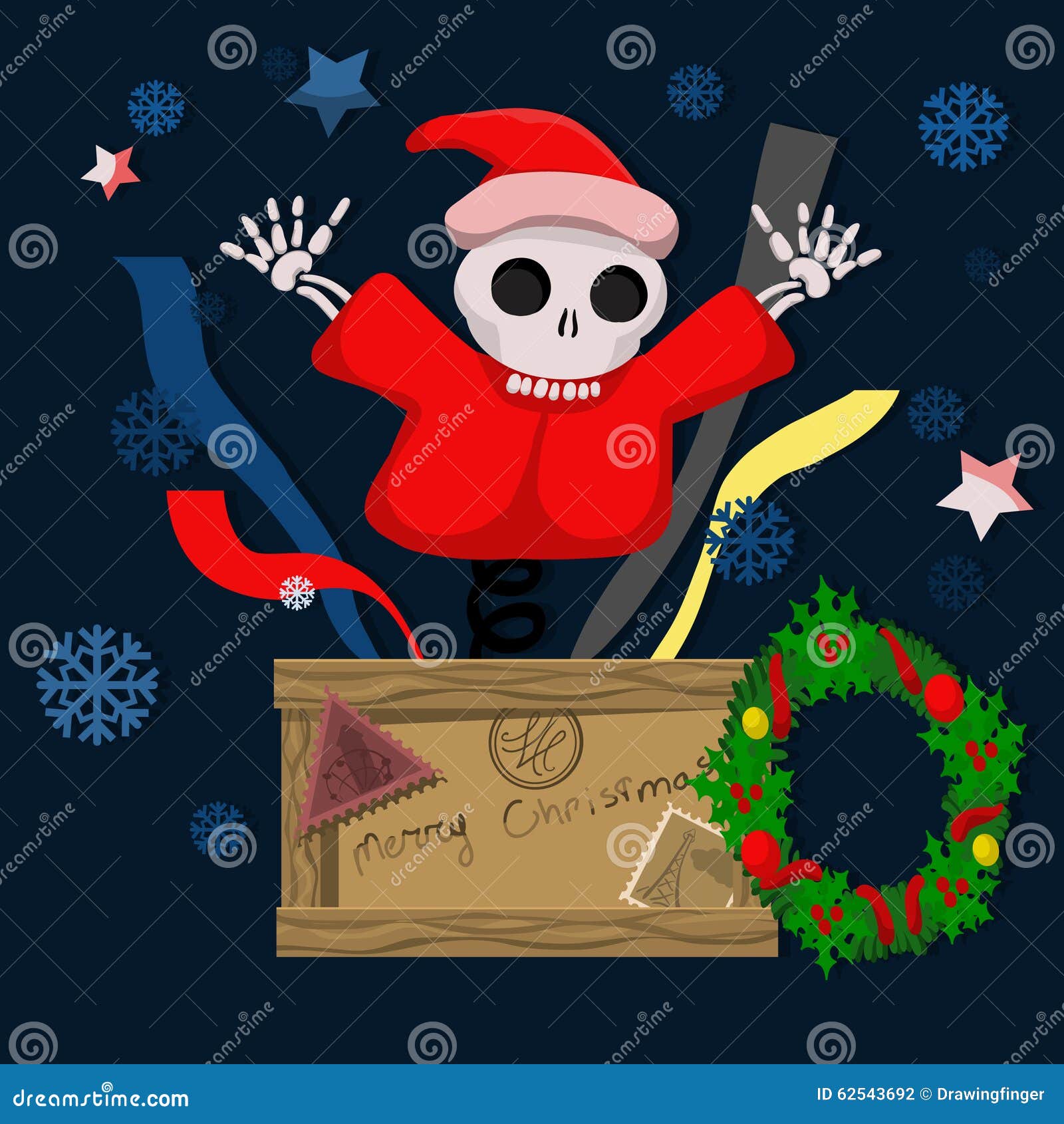 SKELETON IN SANTA HAT DRINKS MULLED WINE Vector Illustration ...