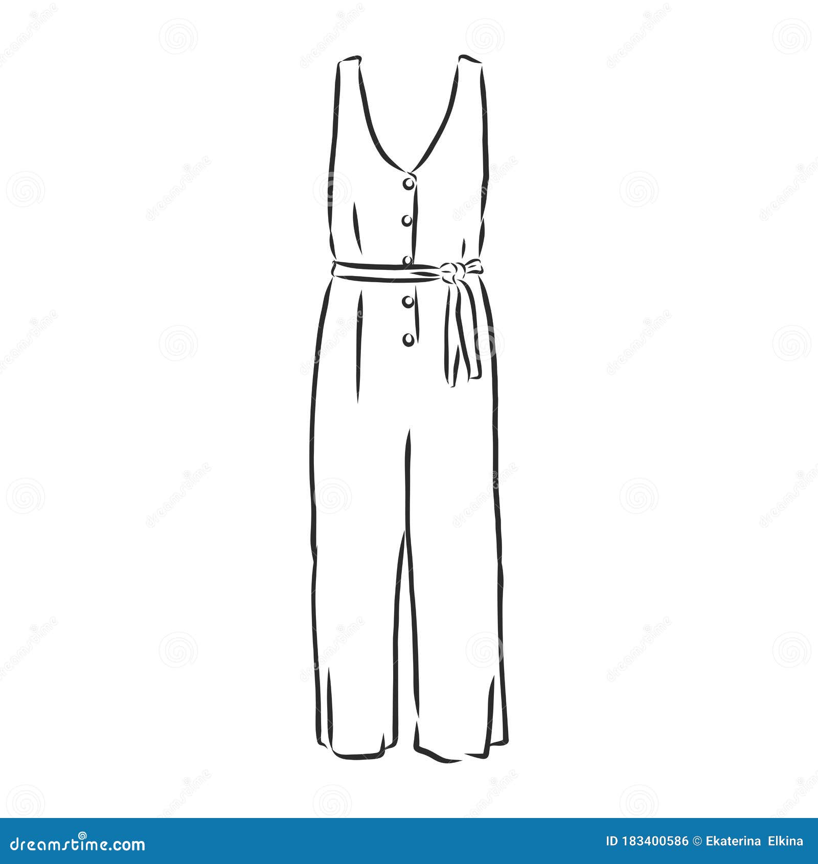 Jumpsuit Sketch. Jumpsuit Vector Sketch Illustration. Clothes Stock ...