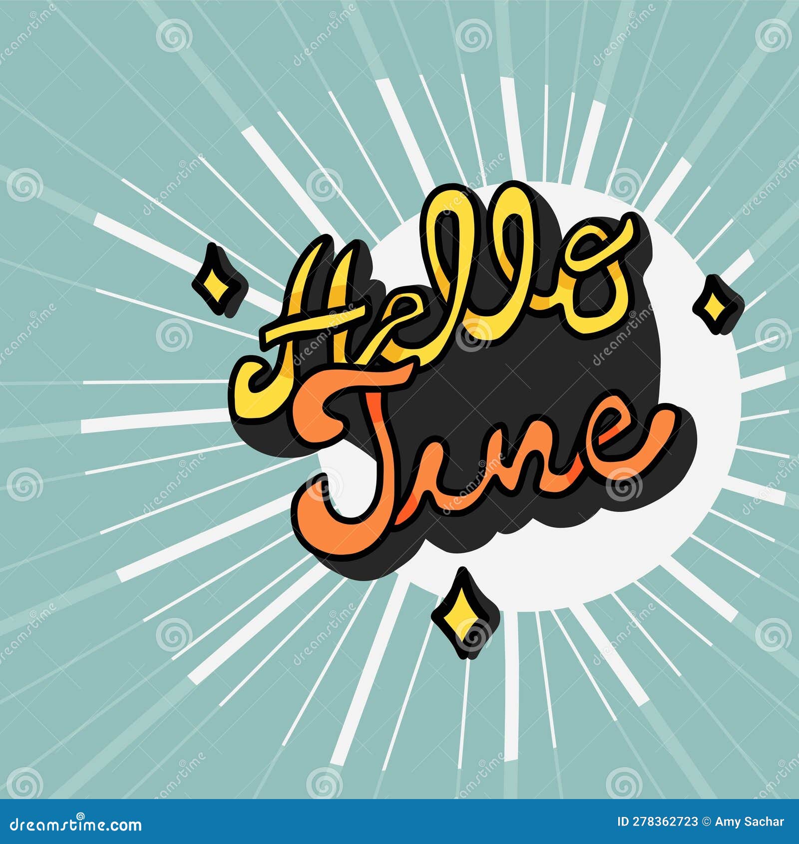 Hello June Word Retro Style Illustration Stock Vector - Illustration of ...