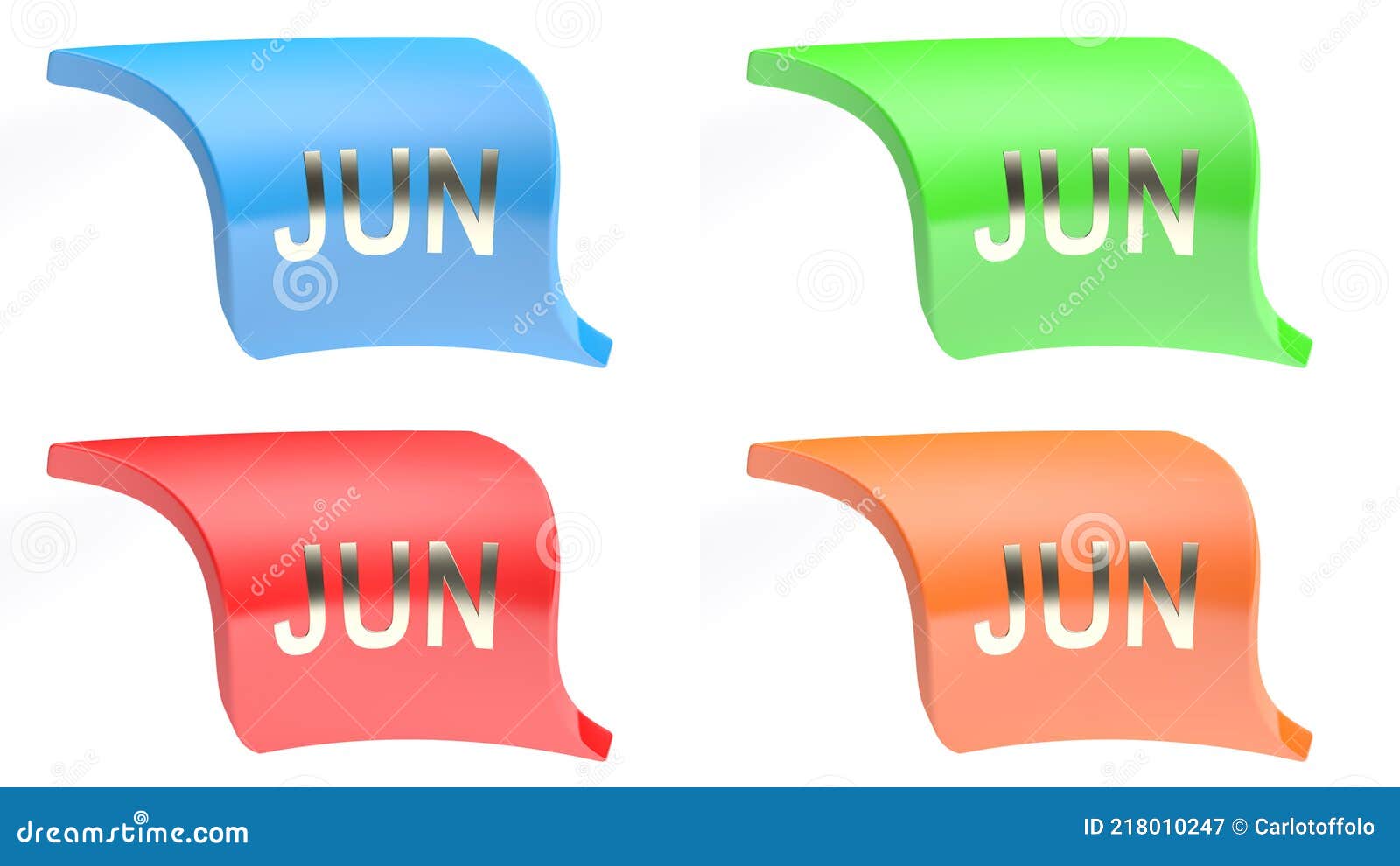 JUN for JUNE Colorful Icon Set - 3D Rendering Illustration Stock ...