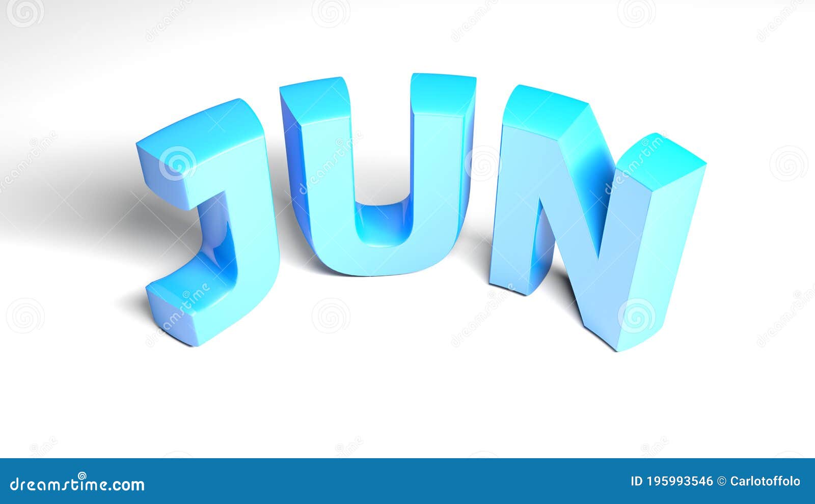 JUN for Juney, Blue on White Background - 3D Rendering Illustration ...