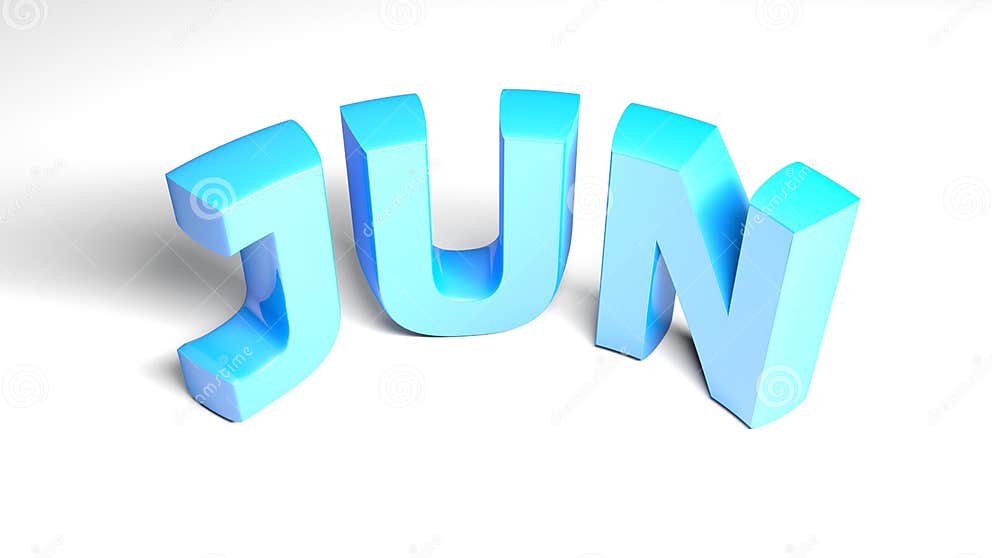 JUN for Juney, Blue on White Background - 3D Rendering Illustration ...