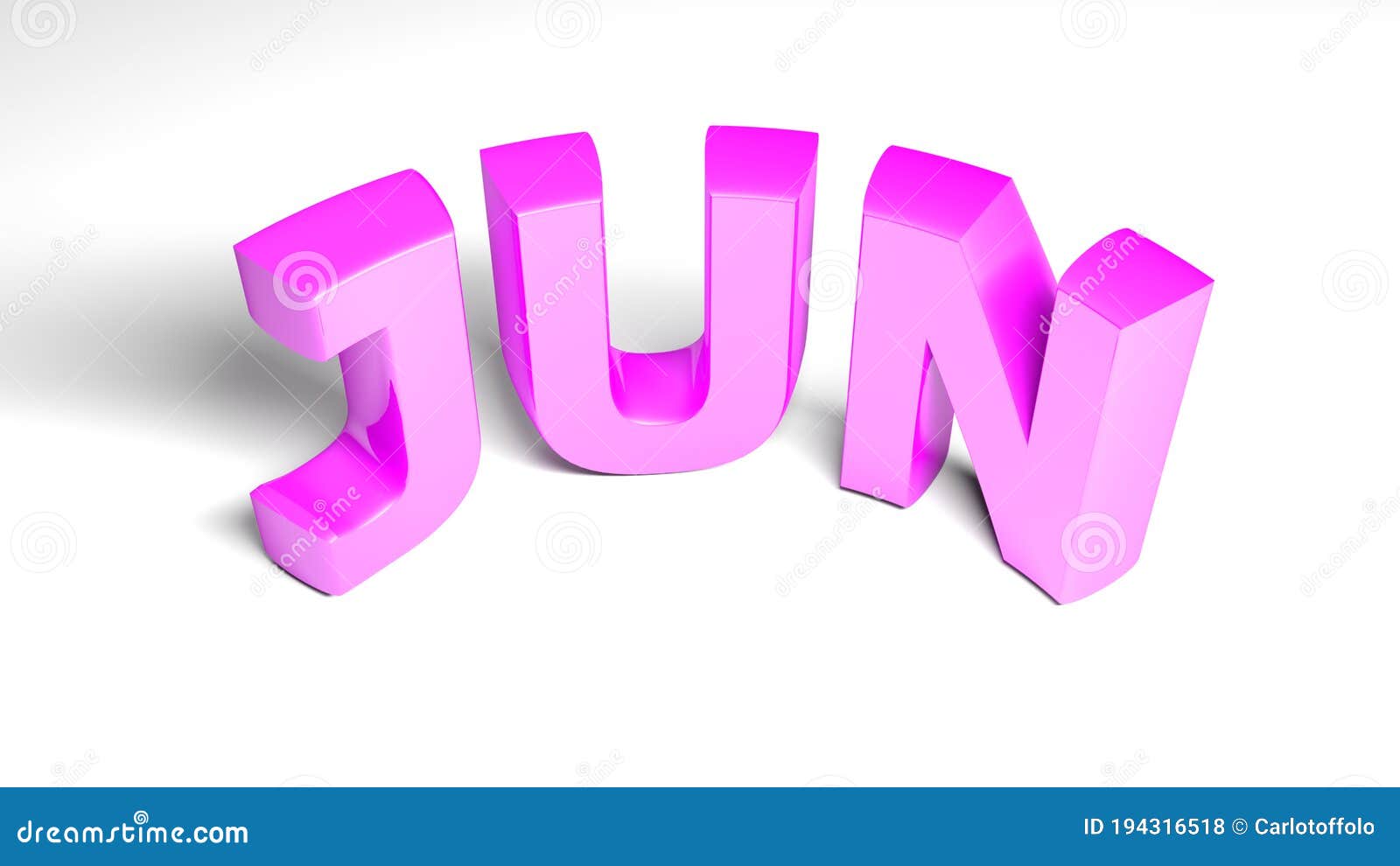 JUN For Juney, Pink On White Background - 3D Rendering Illustration ...