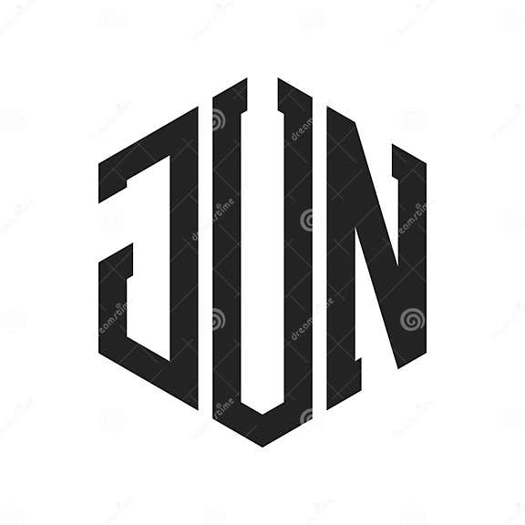JUN Logo Design. Initial Letter JUN Monogram Logo Using Hexagon Shape ...