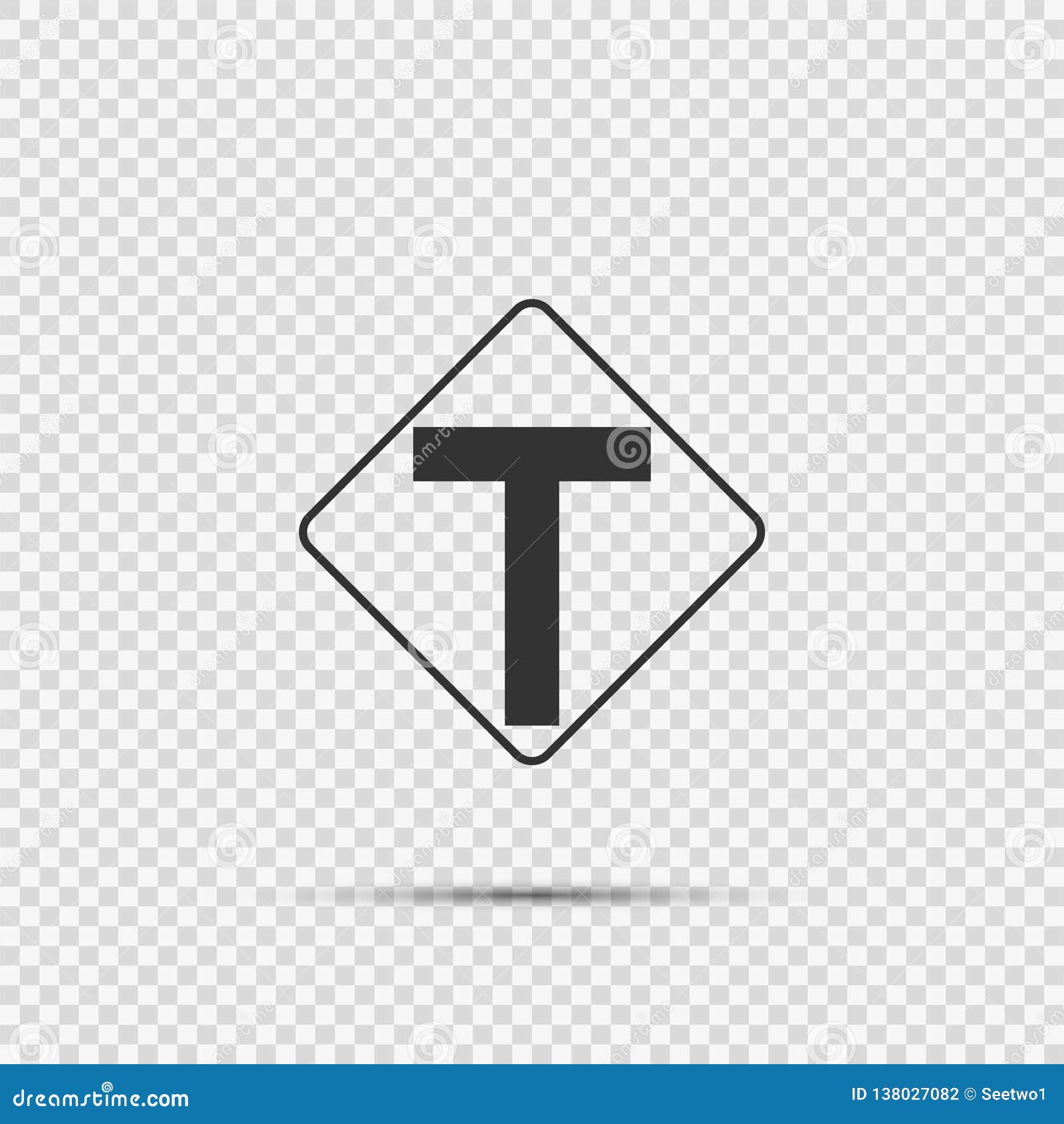 Junction Ahead,The Main Intersection Is T-shaped. Sign On Transparent ...