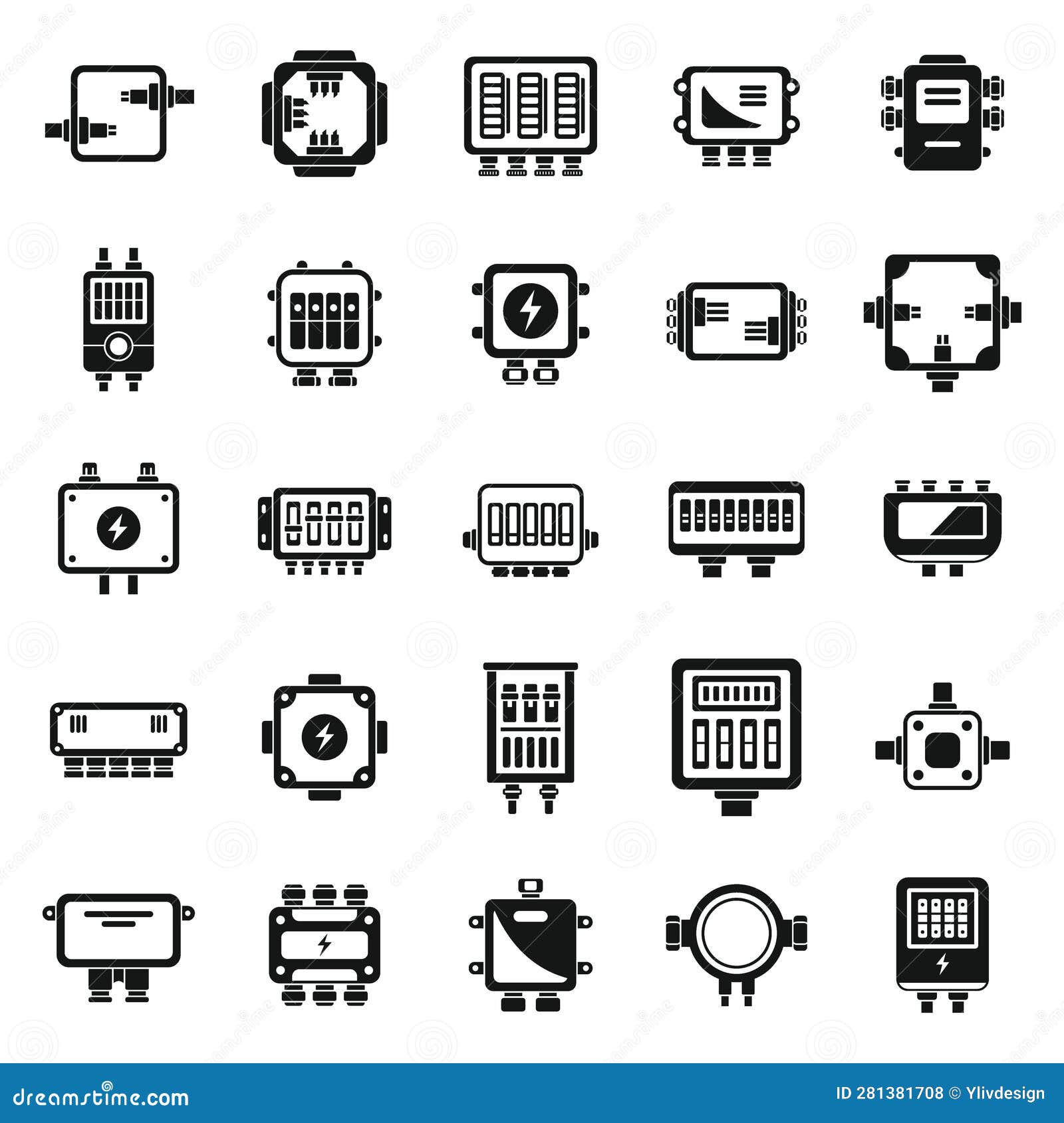 Junction Box Icons Set Simple Vector. Cable Connect Stock Vector ...