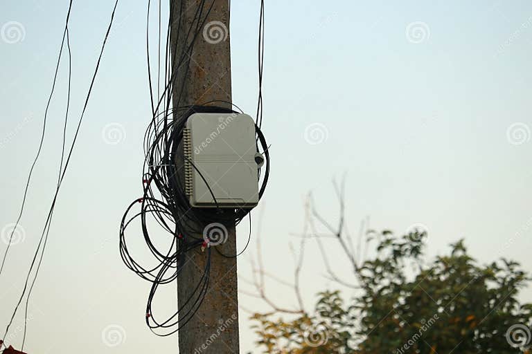 Junction Box for Internet Line. Optical Cable for Internet Stock Photo ...