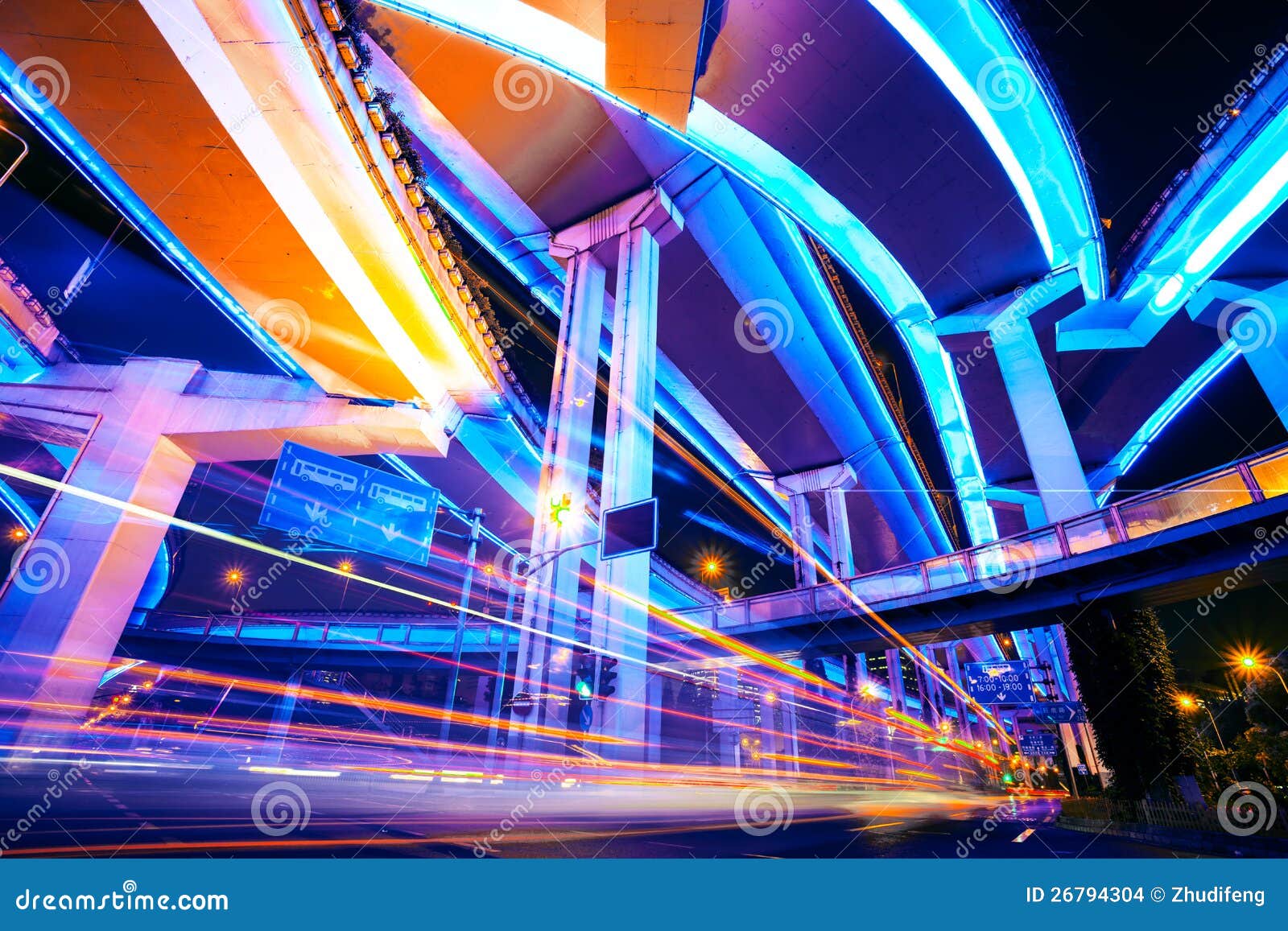 Junction with Light in Shanghai Stock Photo - Image of highway ...