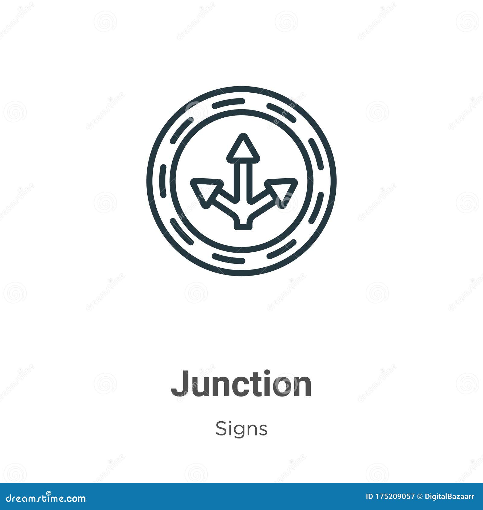 Junction Outline Vector Icon. Thin Line Black Junction Icon, Flat ...
