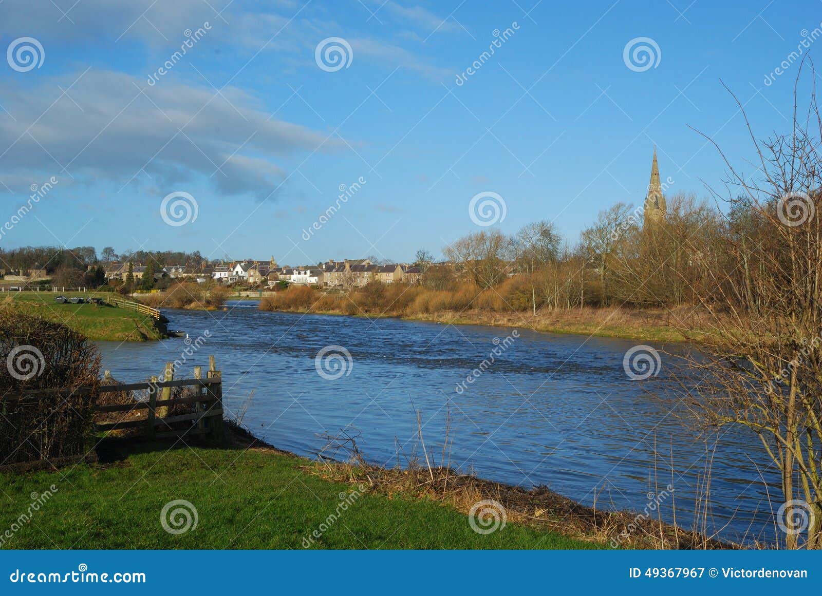 Junction Pool and View of Tweed at Kelso Stock Image - Image of water ...