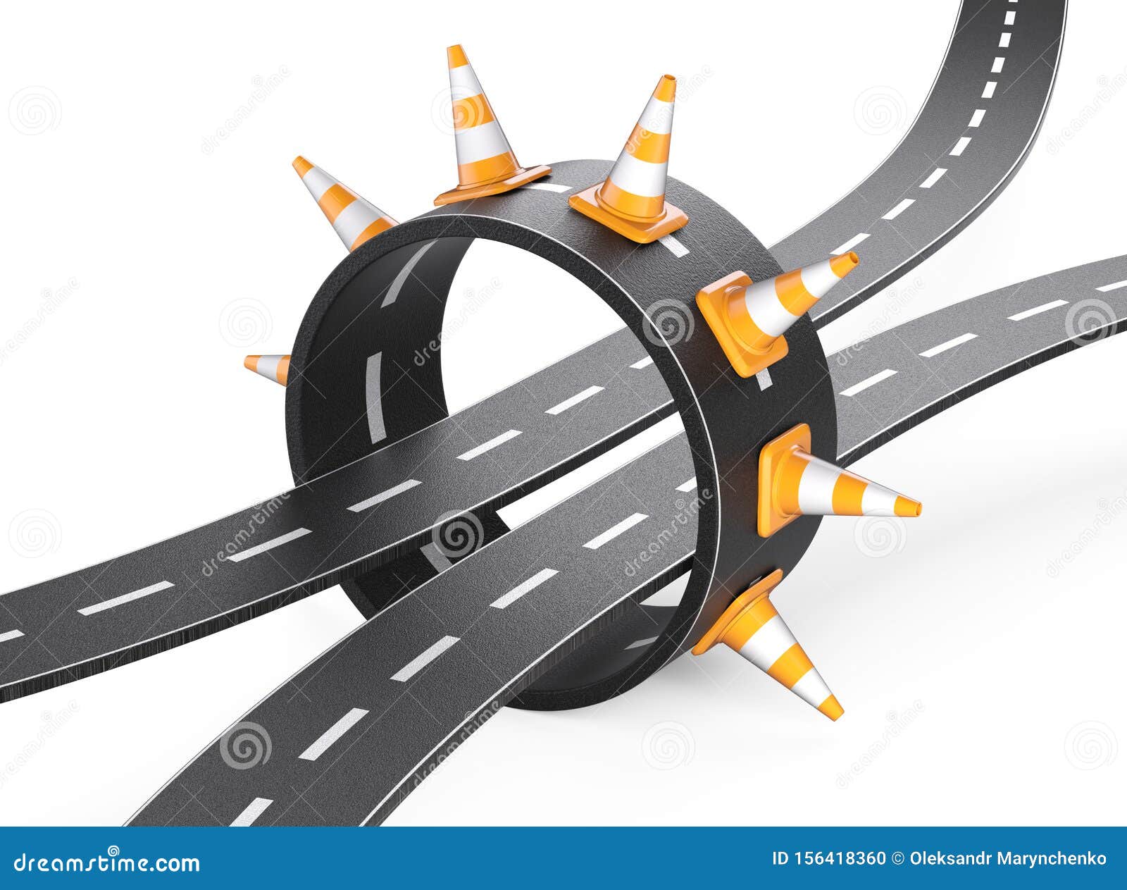 Junction Road Intersection Ring Shaped and Traffic Cones Stock ...