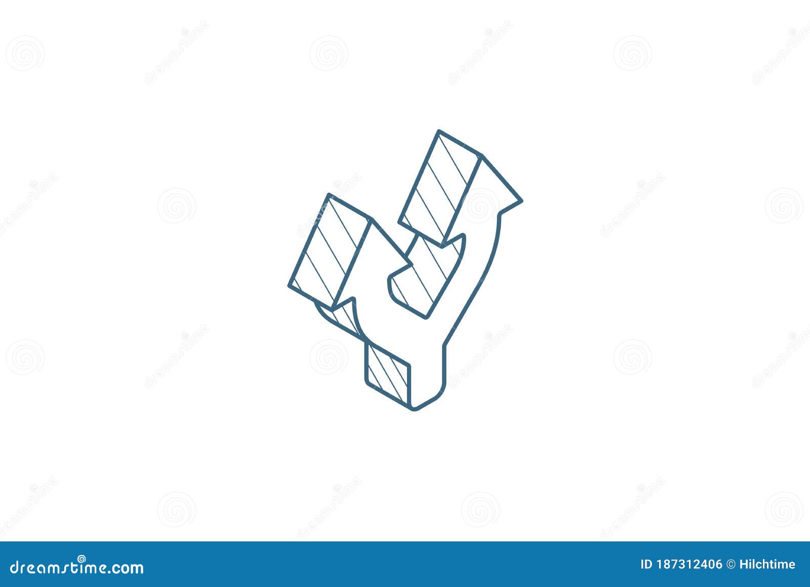 Junction, Separation, Two Paths, Ways Isometric Icon. 3d Line Art ...