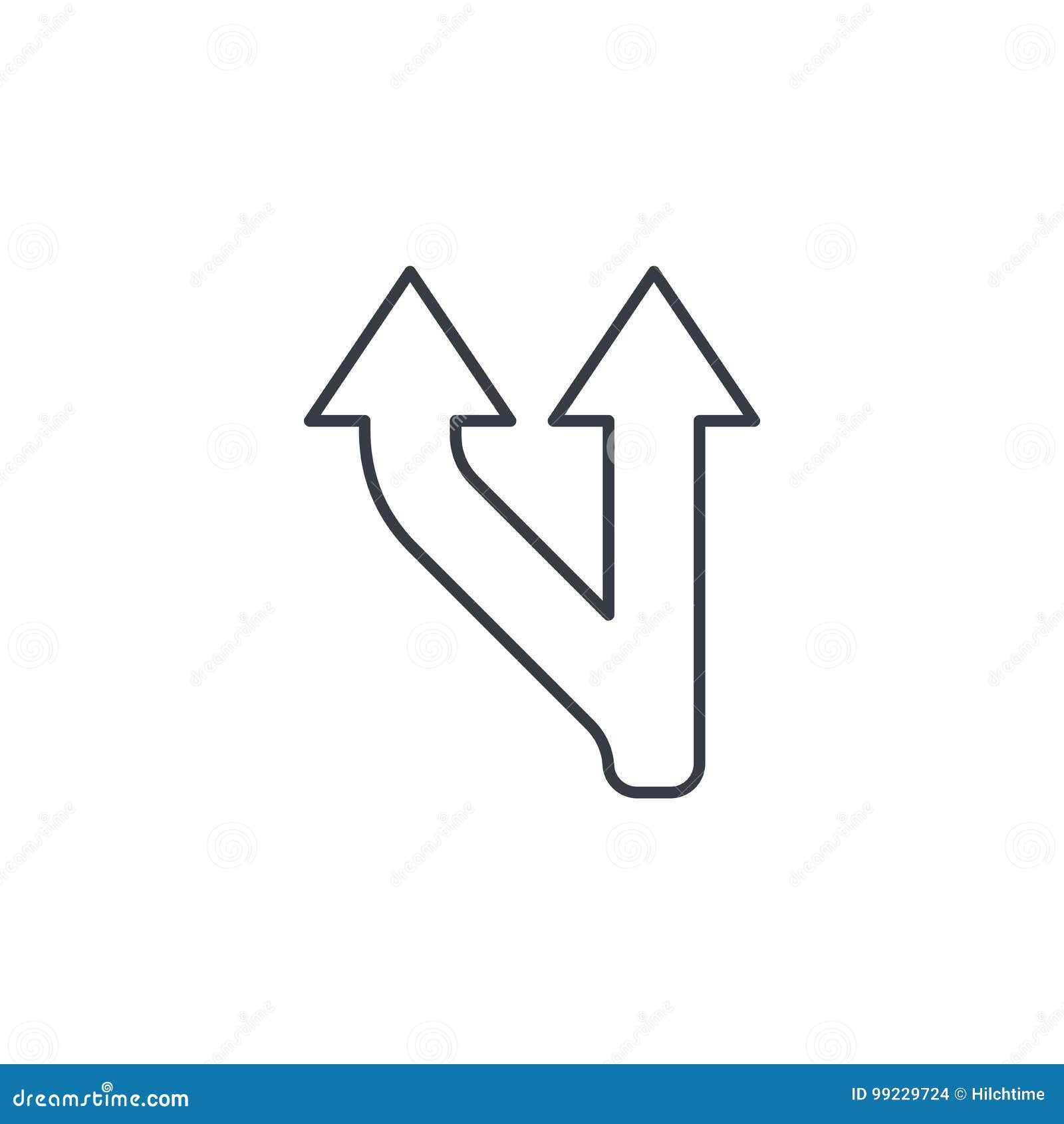 Junction, Separation, Two Ways Thin Line Icon. Linear Vector Symbol ...