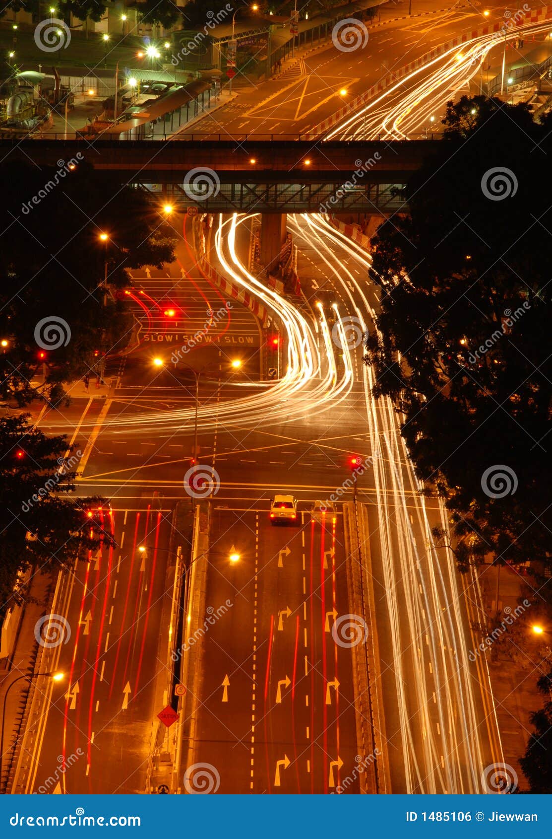 Junction Traffic Flow at Night Stock Photo - Image of busy, scene: 1485106
