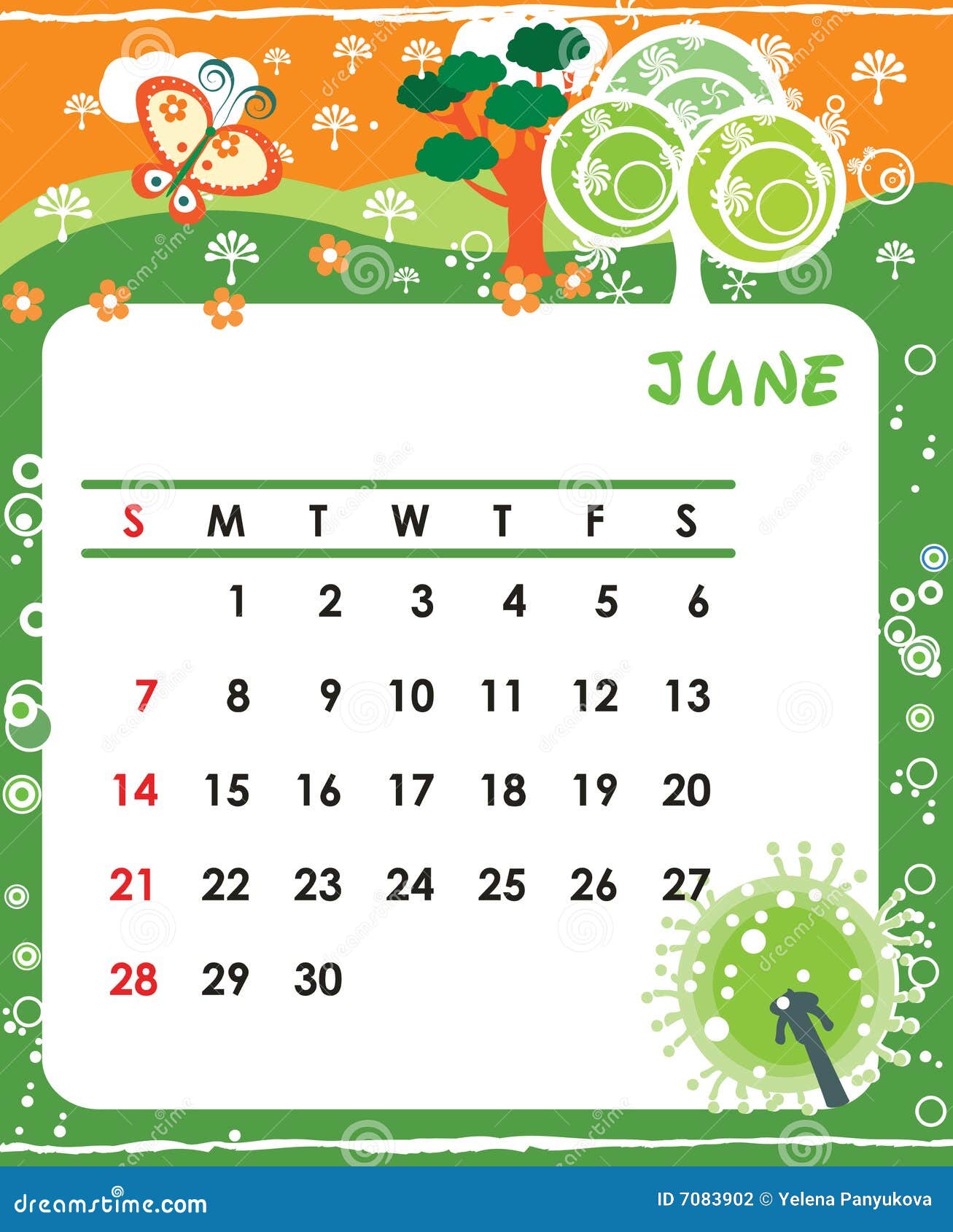 June stock vector. Illustration of calendar, vector, holiday - 7083902