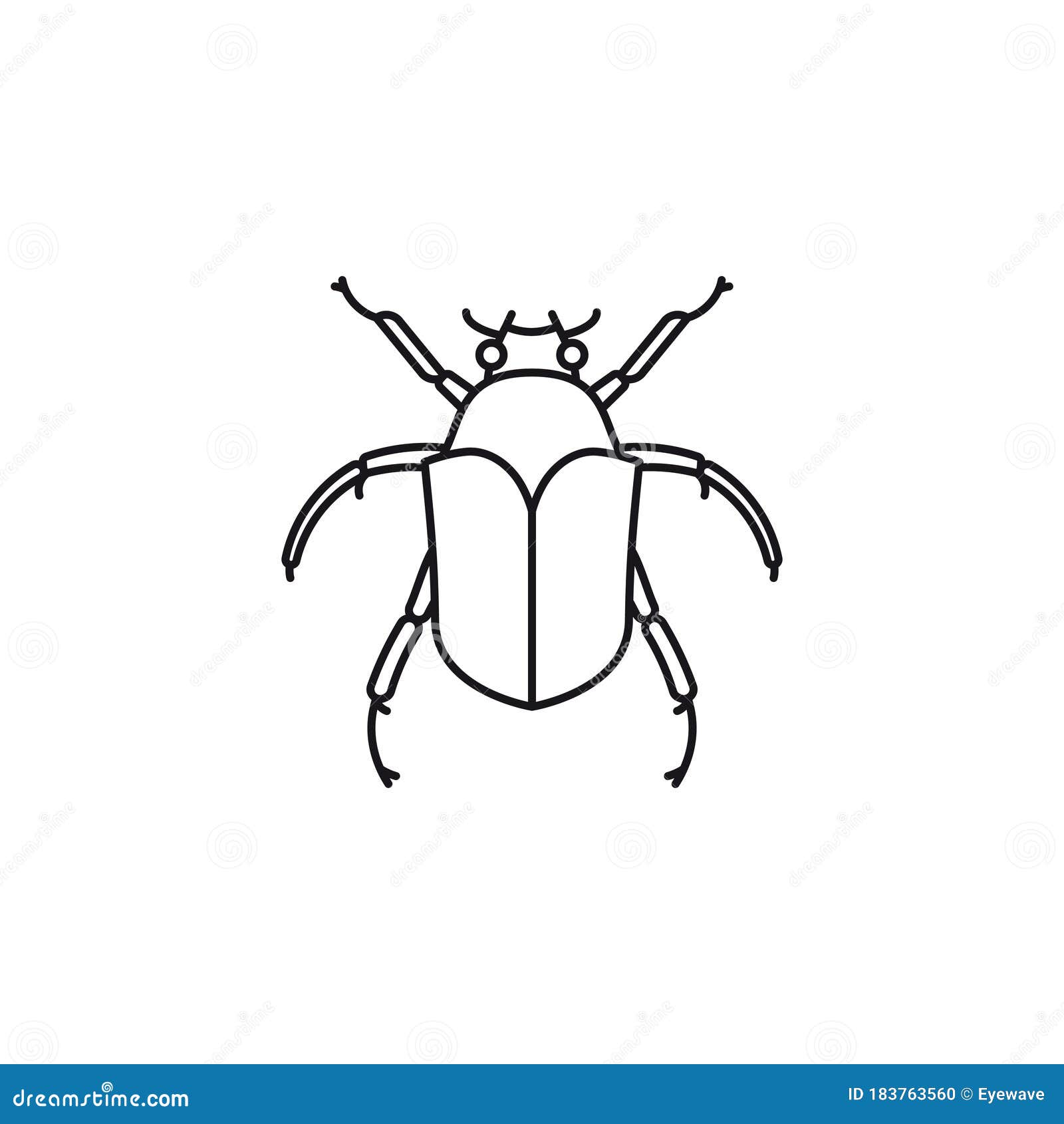 June Bug or Beetle Vector Line Icon Stock Vector - Illustration of ...