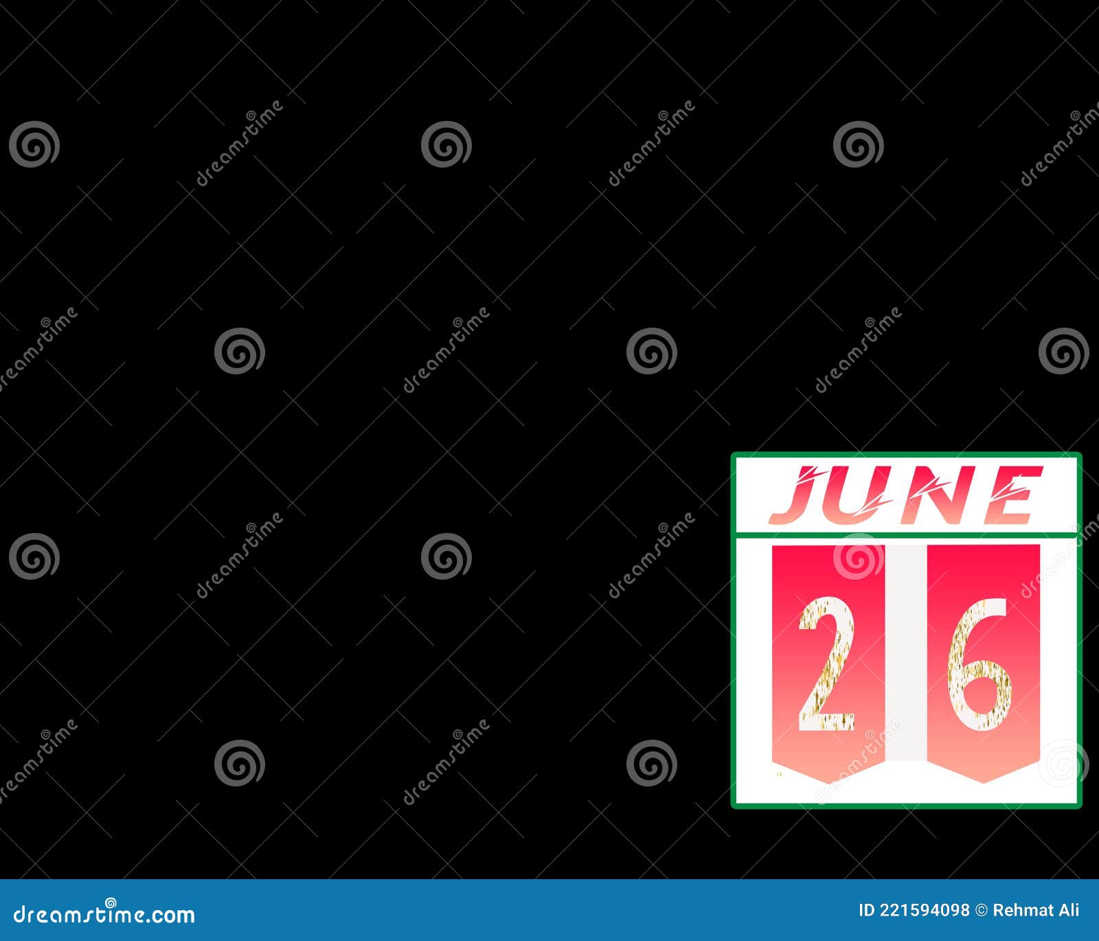 June 26, Calendar on Black Background Stock Illustration - Illustration ...