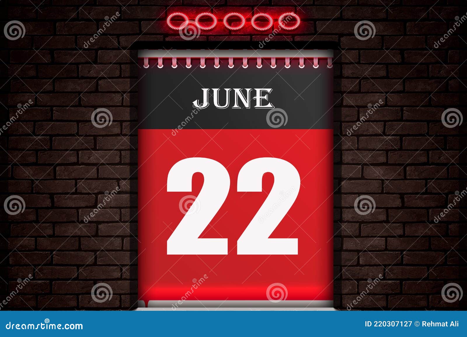 22 June, Calendar on Bricks Background Stock Illustration ...