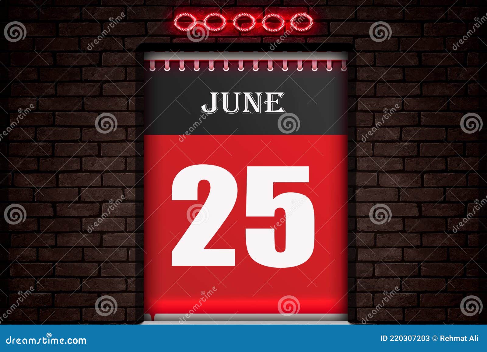 25 June, Calendar on Bricks Background Stock Illustration ...