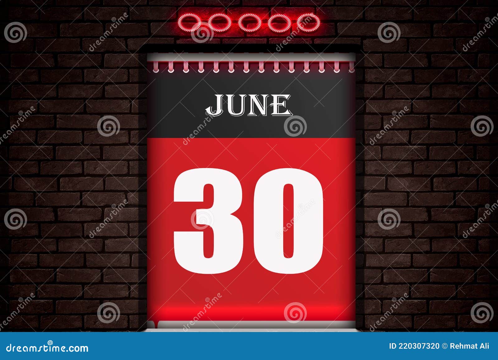 30 June, Calendar on Bricks Background Stock Illustration ...