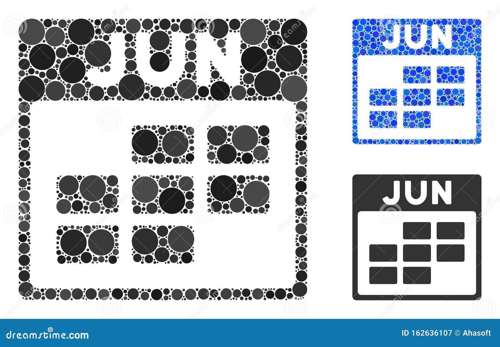 June Calendar Grid Mosaic Icon of Circle Dots Stock Illustration ...