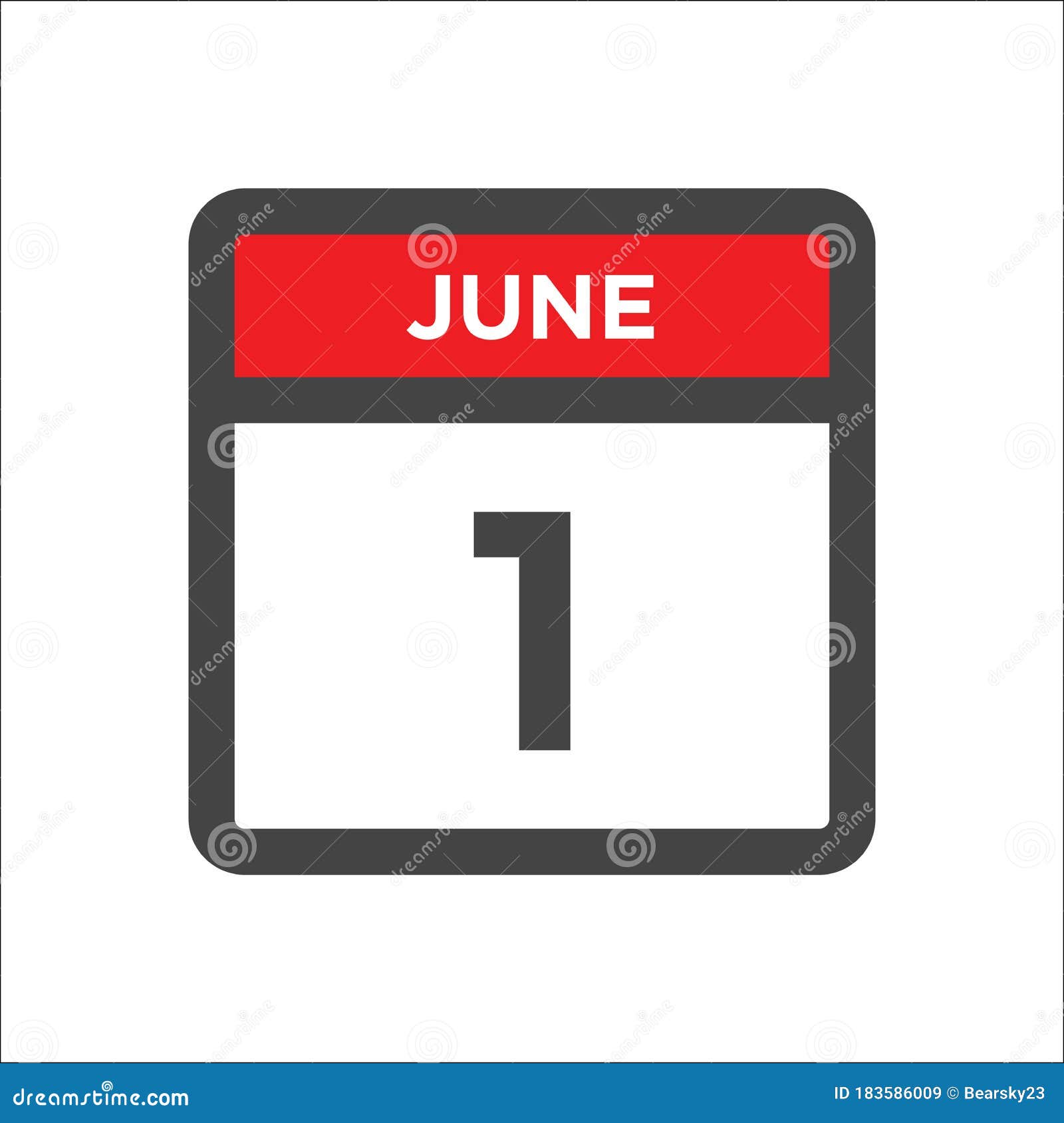 June 1 Calendar Icon with Day of Month Stock Vector - Illustration of ...