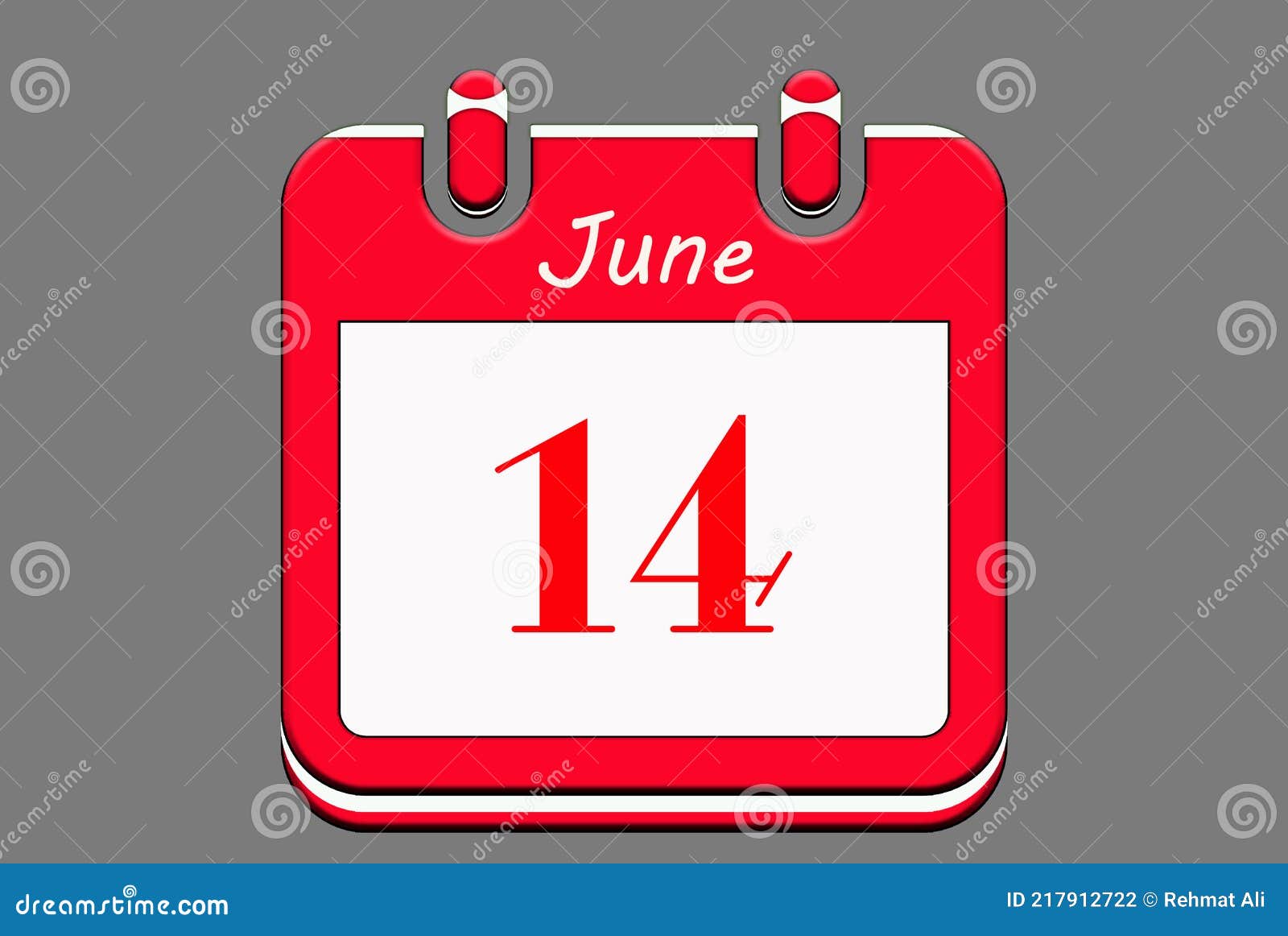 14 June, Calendar Icon. on Gray Background Stock Illustration ...