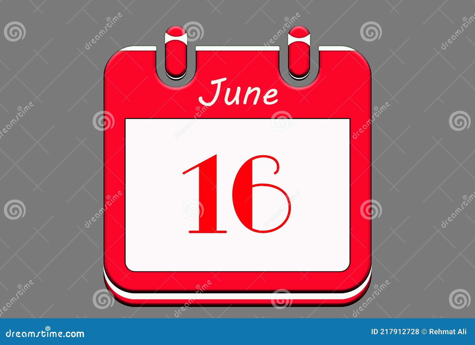 16 June, Calendar Icon. on Gray Background Stock Illustration ...