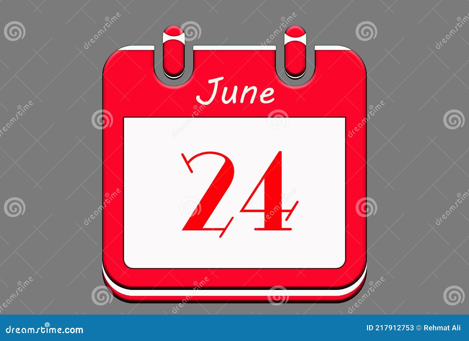 24 June, Calendar Icon. on Gray Background Stock Illustration ...